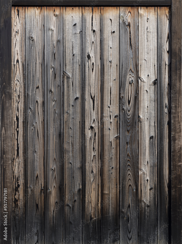 Rustic dark texure of faded burnt Japanese cedar wood boards Stock ...