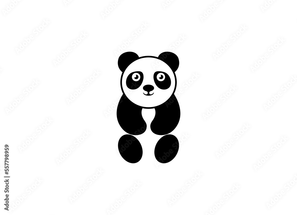 Panda bear silhouette Logo design vector template. Funny Lazy Logo ...