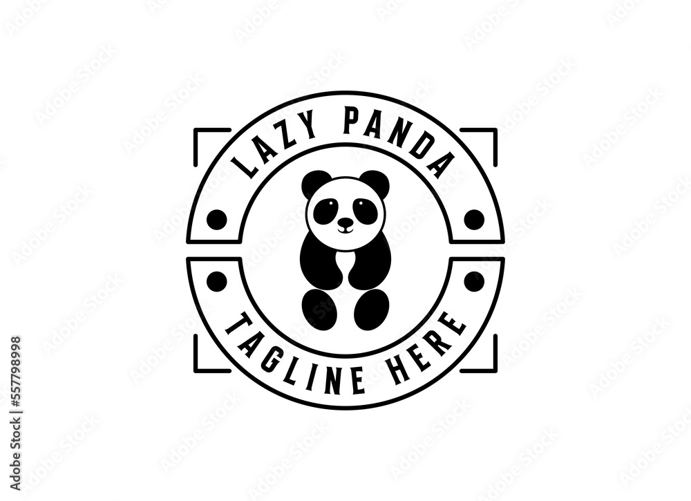 Panda bear silhouette Logo design vector template. Funny Lazy Logo ...