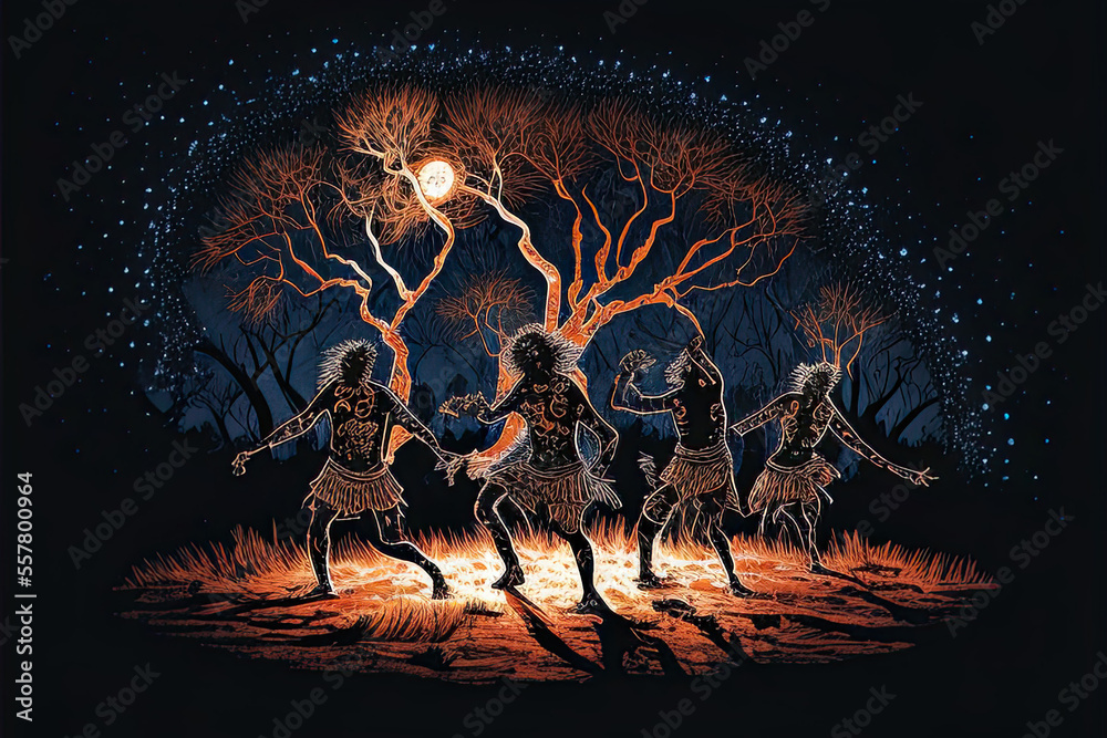 Aboriginal Tribe Dancing Stock Illustration | Adobe Stock