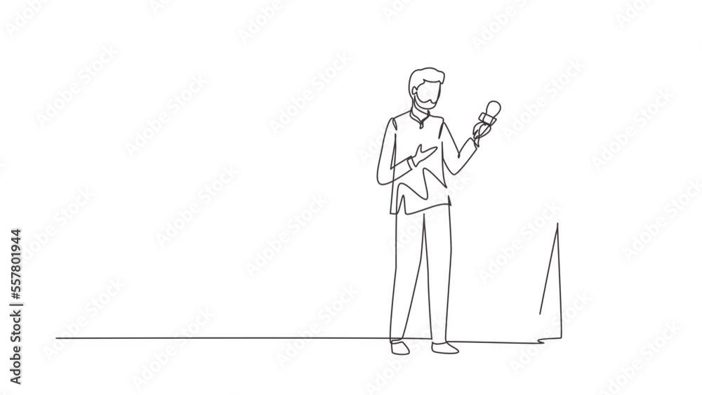 Animated self drawing of continuous line draw Arabian reporter ...