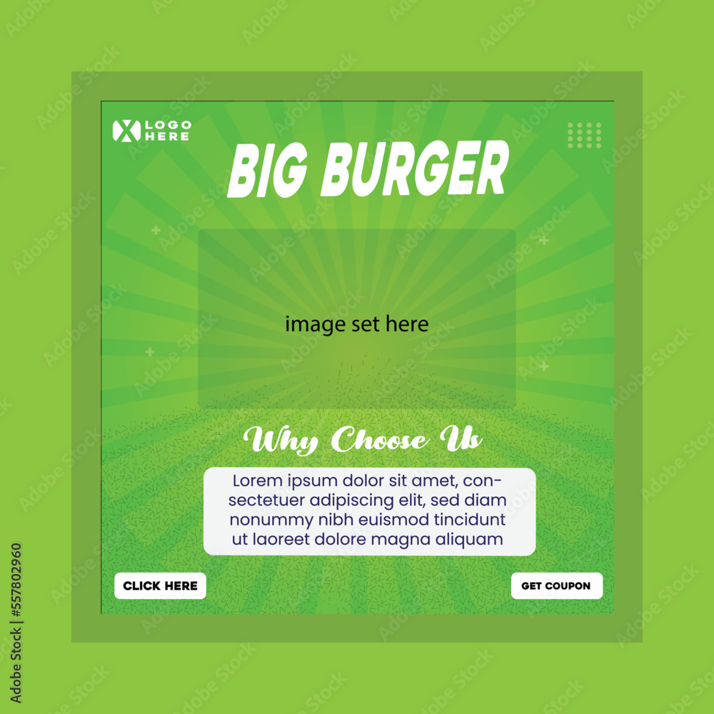Big Burger social media background marketing post design banner ...