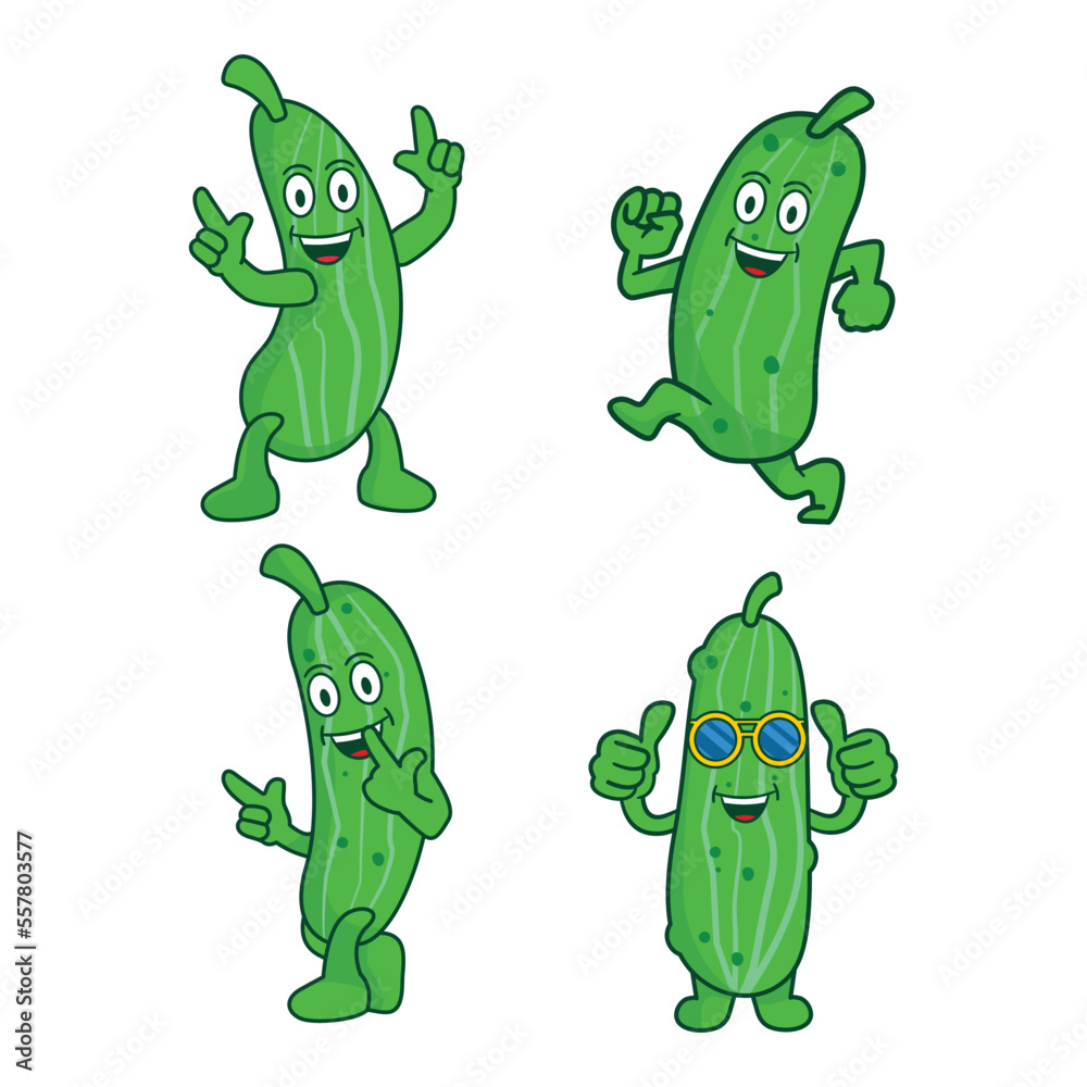 Cute pickle cucumber collection set. Funny and humorous cartoon pickle ...