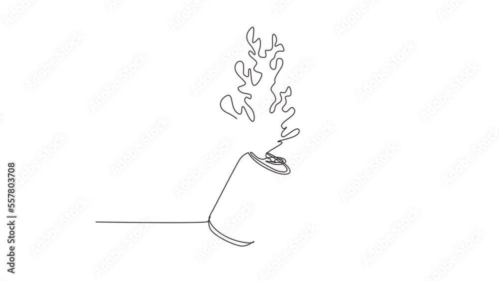 Animated self drawing of continuous line draw cola splashing out of ...