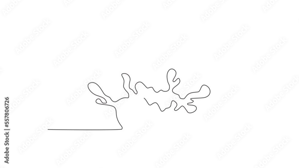 Self drawing animation of single one line draw blue water splash and ...