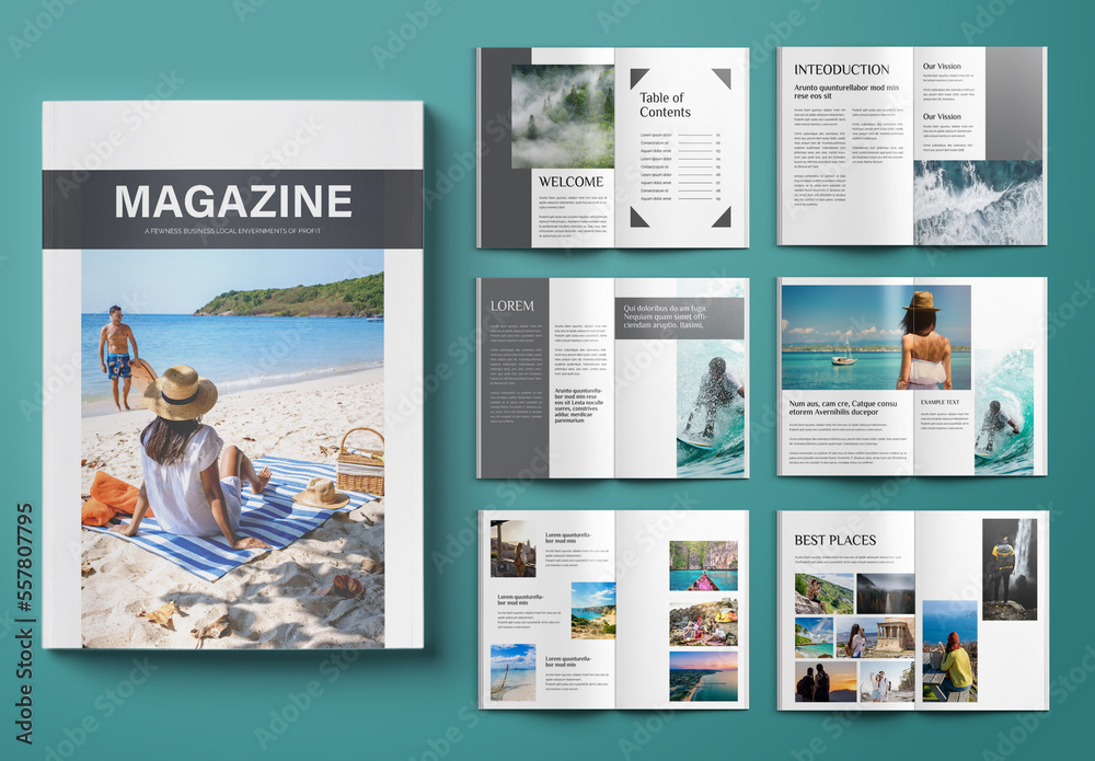 Travel Magazine Layout Stock Template | Adobe Stock