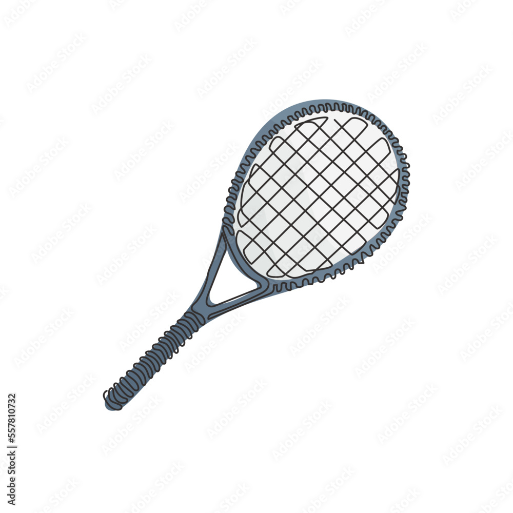 Continuous one line drawing tennis racket, tennis gear for game. Tennis ...