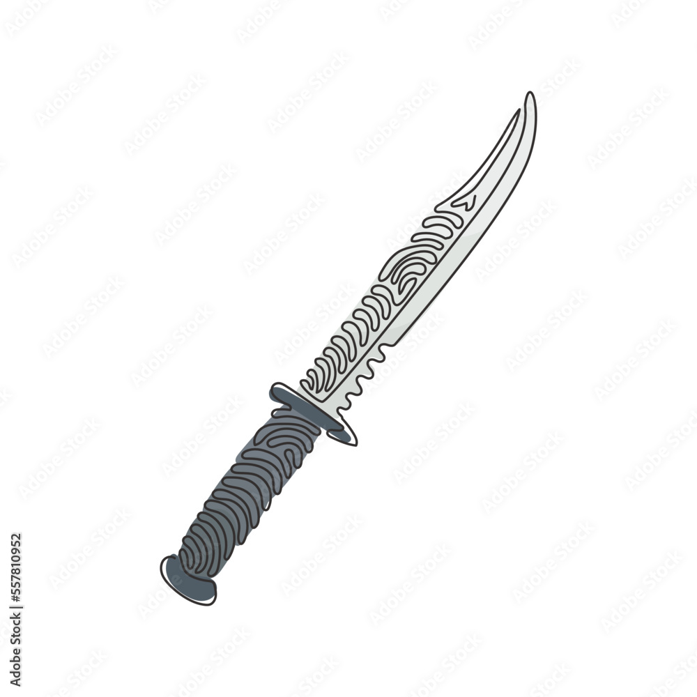 Single one line drawing marine combat knives. Military combat knife ...
