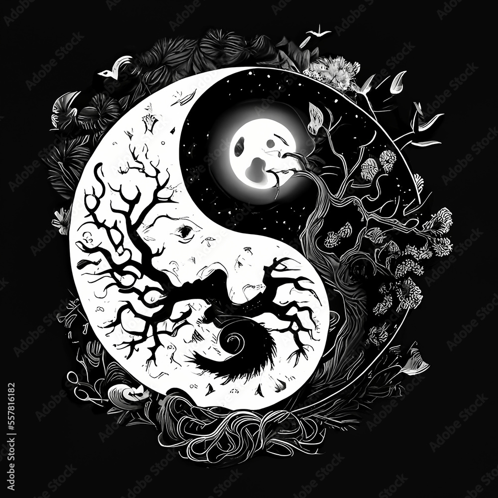 Yin Yang Zeichen Symbol Schwarz Weiss Vektor Illustration for Tshirts ...