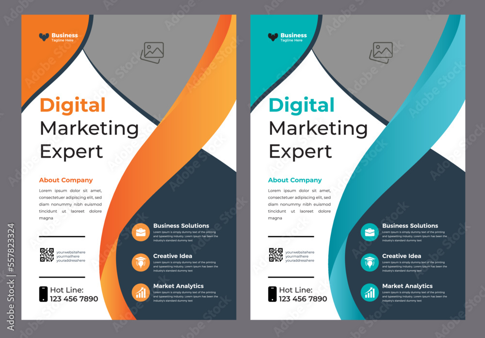 Marketing flyer design, Flyer Design Set. Modern Flyer Background ...