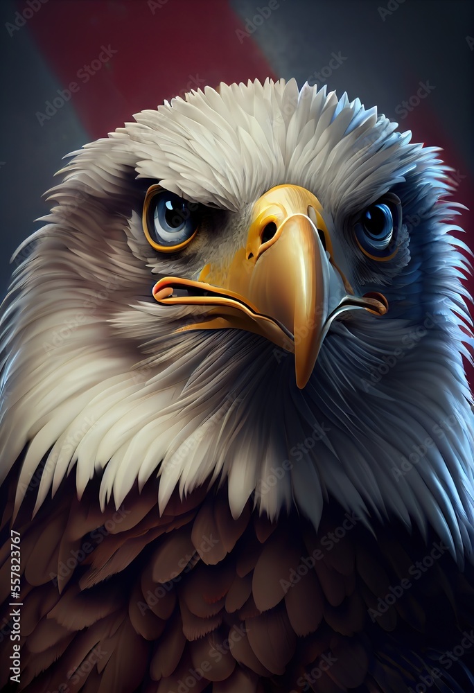 American Bald Eagle - Generative AI image of a patriotic American Bald ...