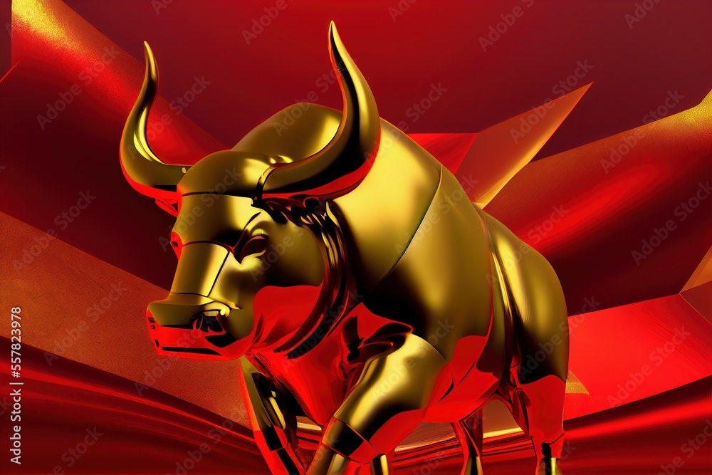 Gold Bull Red Background - In Chinese culture, this bull represents ...