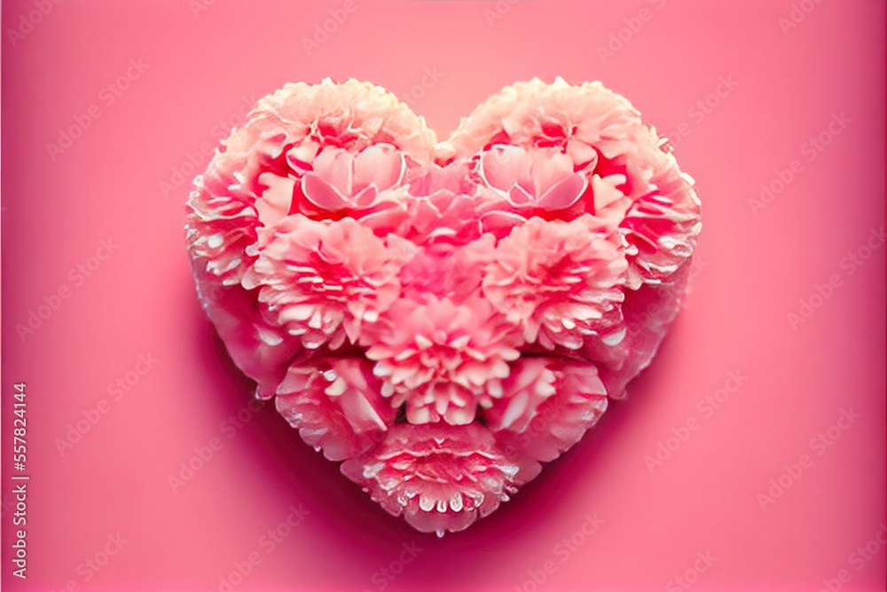 Ilustração do Stock: Pink Carnation Heart - 3D generative AI image of a ...