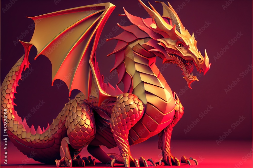 Red and Gold Dragon - The male Yang element in Chinese culture, this ...