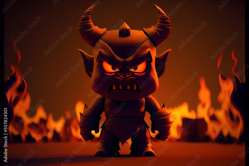 Satan in Hell - The devil is a red demon living in the hellish ...