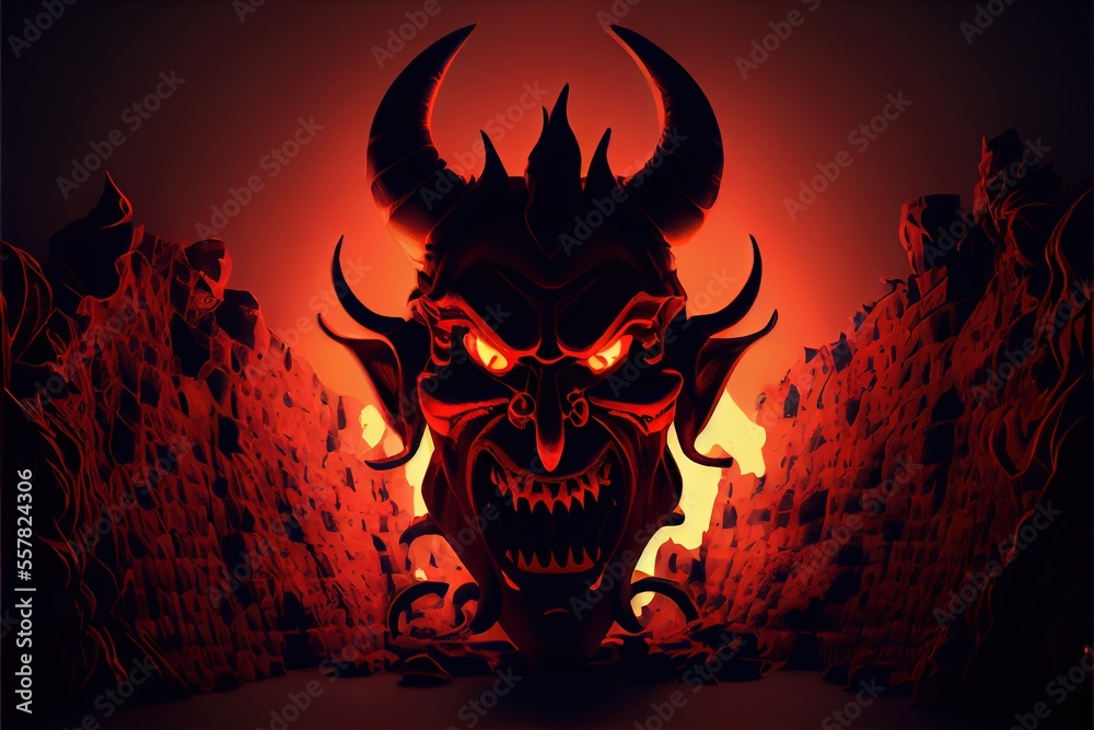 Ilustração do Stock: Satan in Hell - The devil is a red demon living in ...