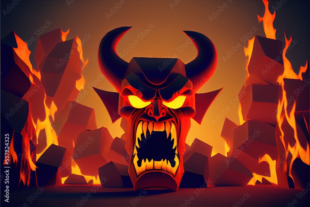 Satan in Hell - The devil is a red demon living in the hellish ...