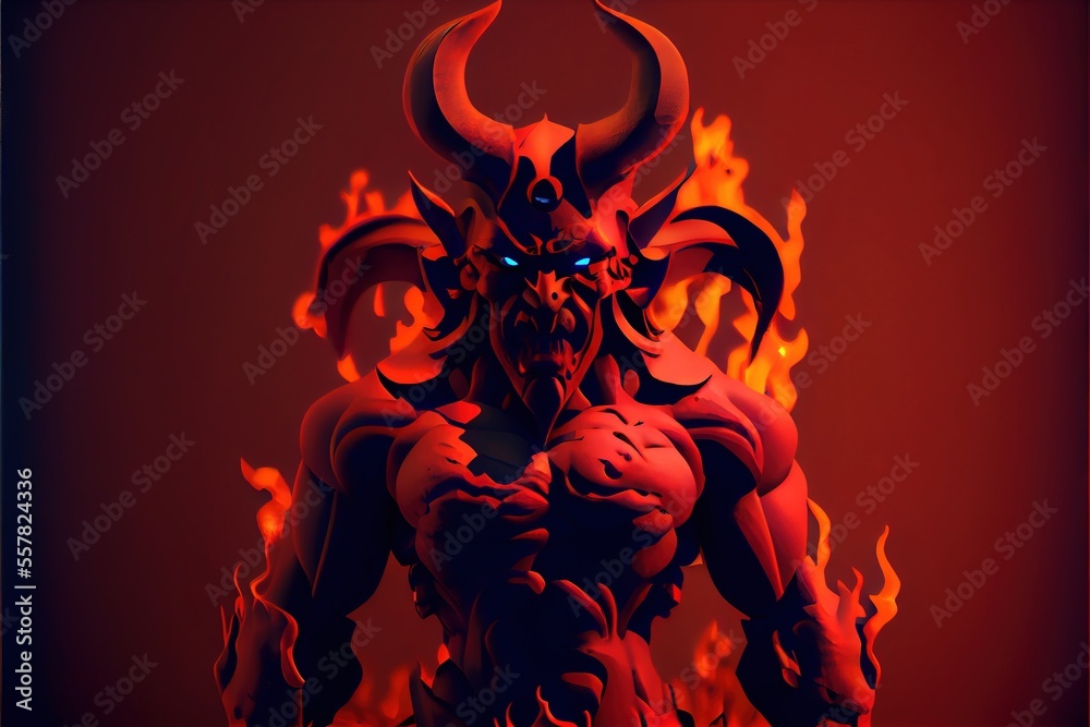 Satan in Hell - The devil is a red demon living in the hellish ...