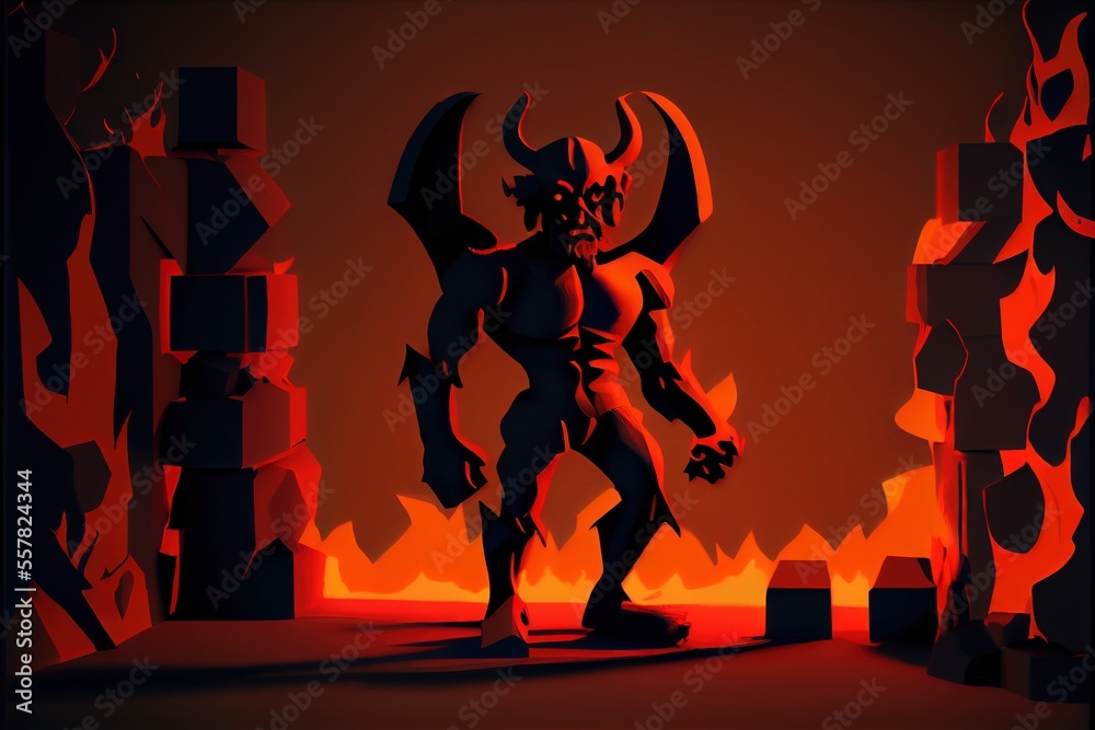 Ilustracja Stock: Satan in Hell - The devil is a red demon living in ...