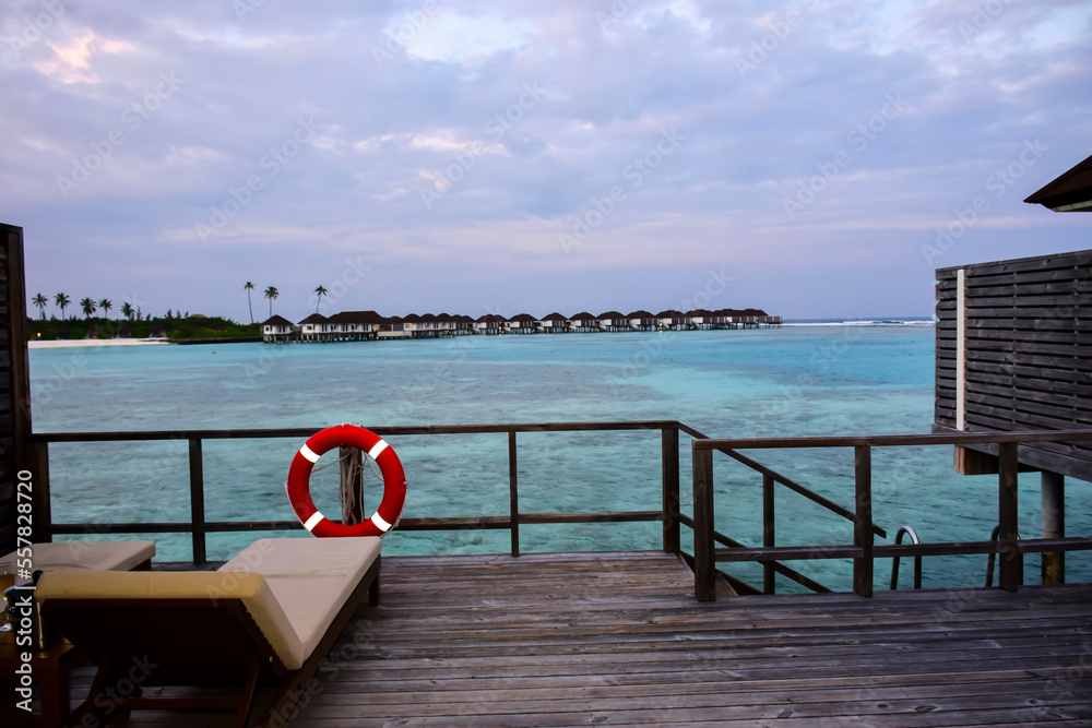 Maldives island landscape. Water, sand and greenery. Lush, tropical ...
