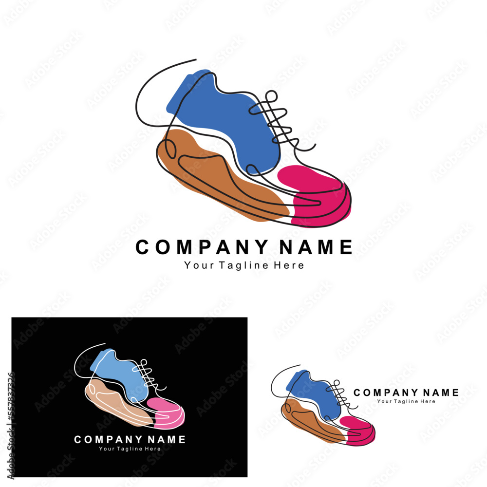 Sneakers Shoe Logo Design, vector illustration of trending youth ...