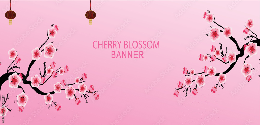 Cherry blossom banner free vector design template. Stock Vector | Adobe ...