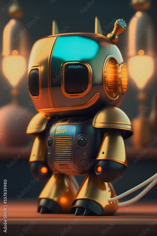Electronic robot on the table of office background Stock Illustration ...