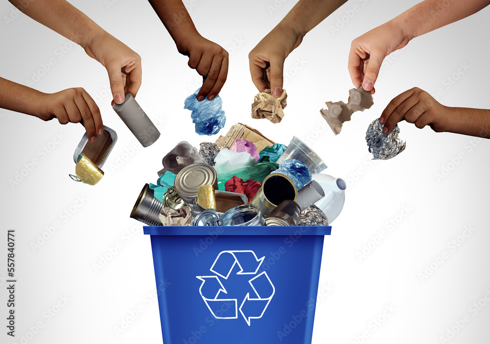 Community Recycling as a Blue Recycling bin to recycle waste and ...
