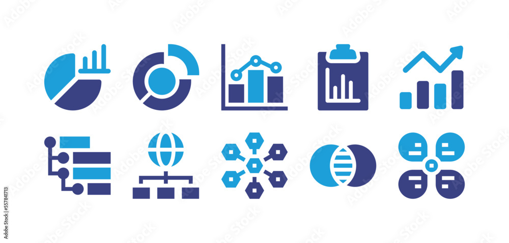 Vetor do Stock: Charts and diagrams icon set. Duotone color. Vector ...