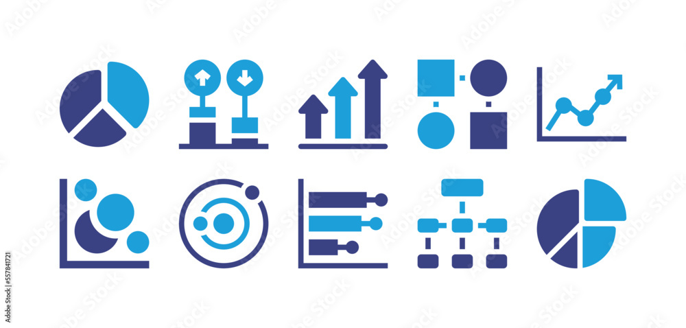 Vetor de Charts and diagrams icon set. Duotone color. Vector ...