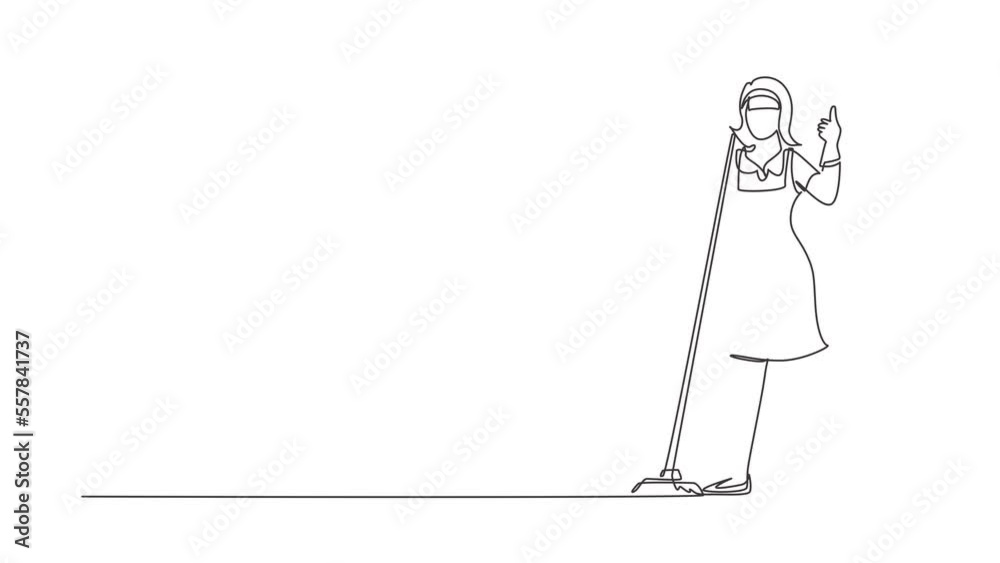 Self drawing animation of single line draw floor care, cleaning ...