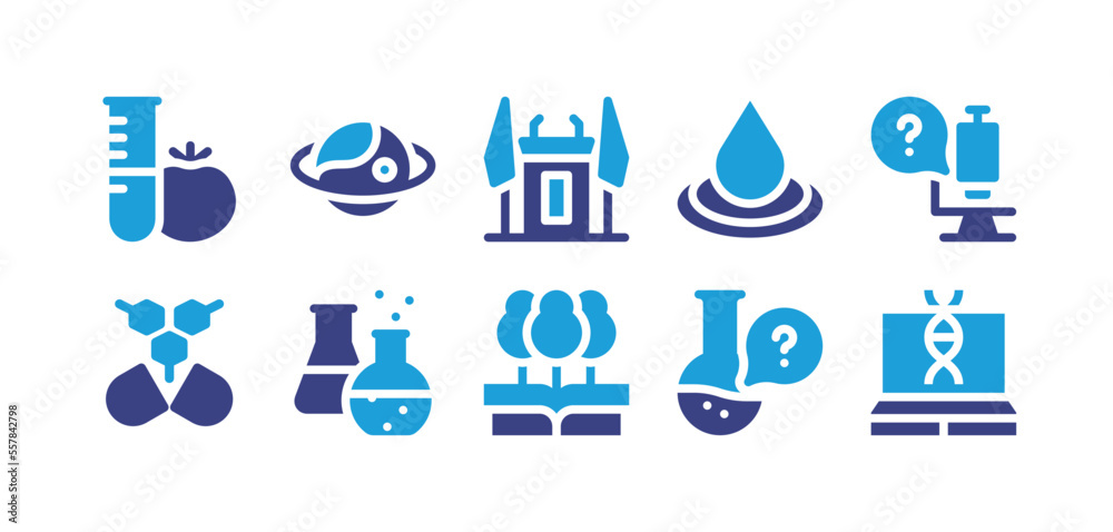 Science icon set. Duotone color. Vector illustration. Containing ...