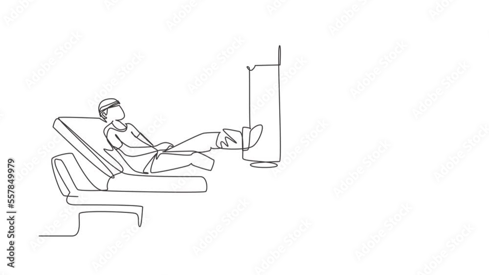 Self drawing animation of single line draw patient with broken leg ...