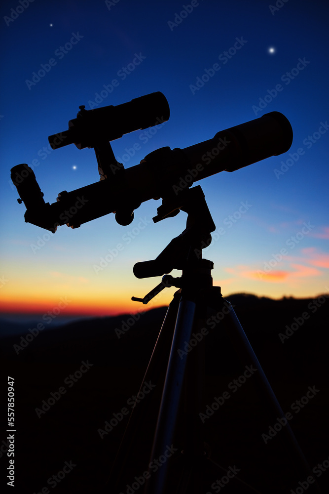 Astronomy telescope for observing night sky, Moon, planets, stars and ...