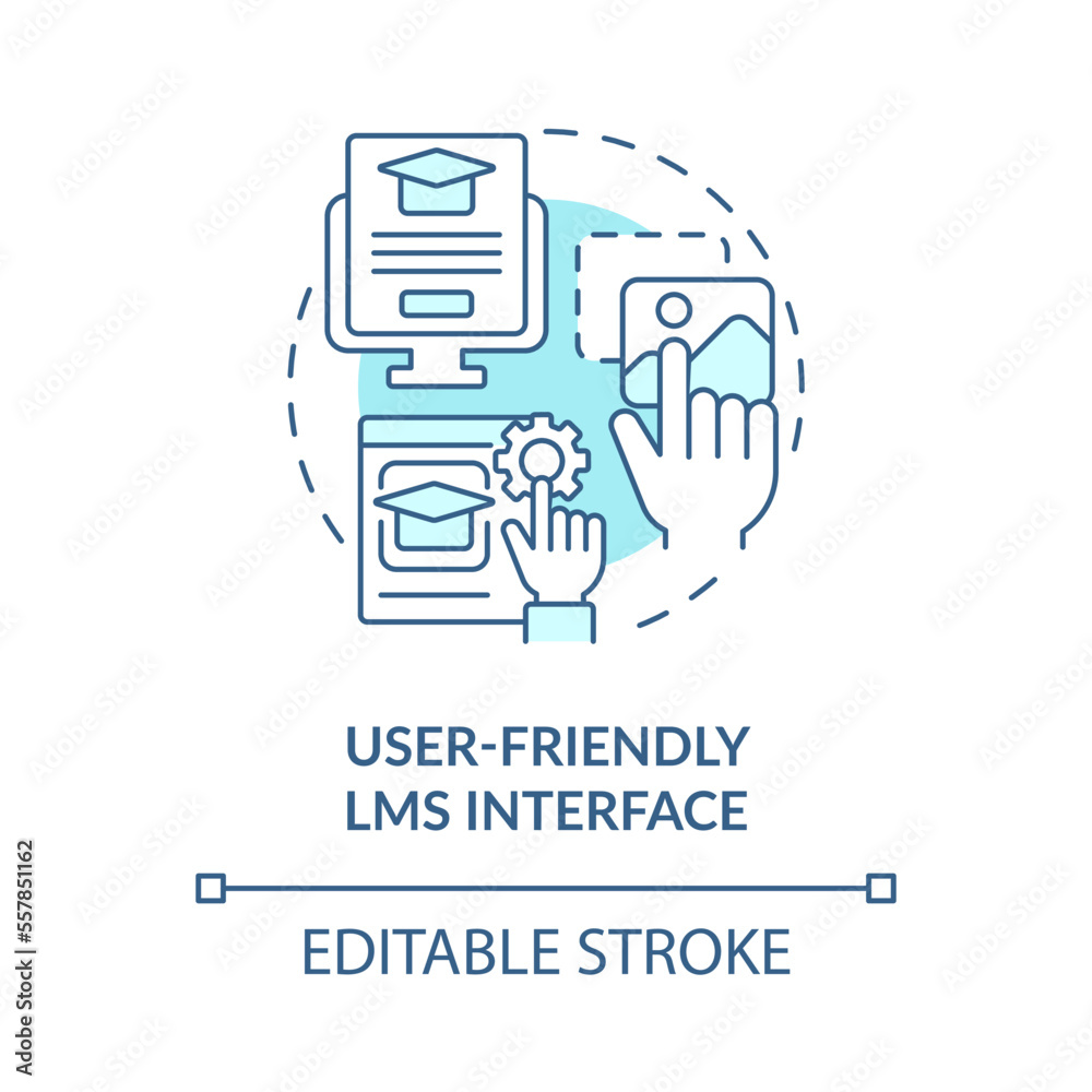 User-friendly LMS interface blue concept icon. Learning management ...