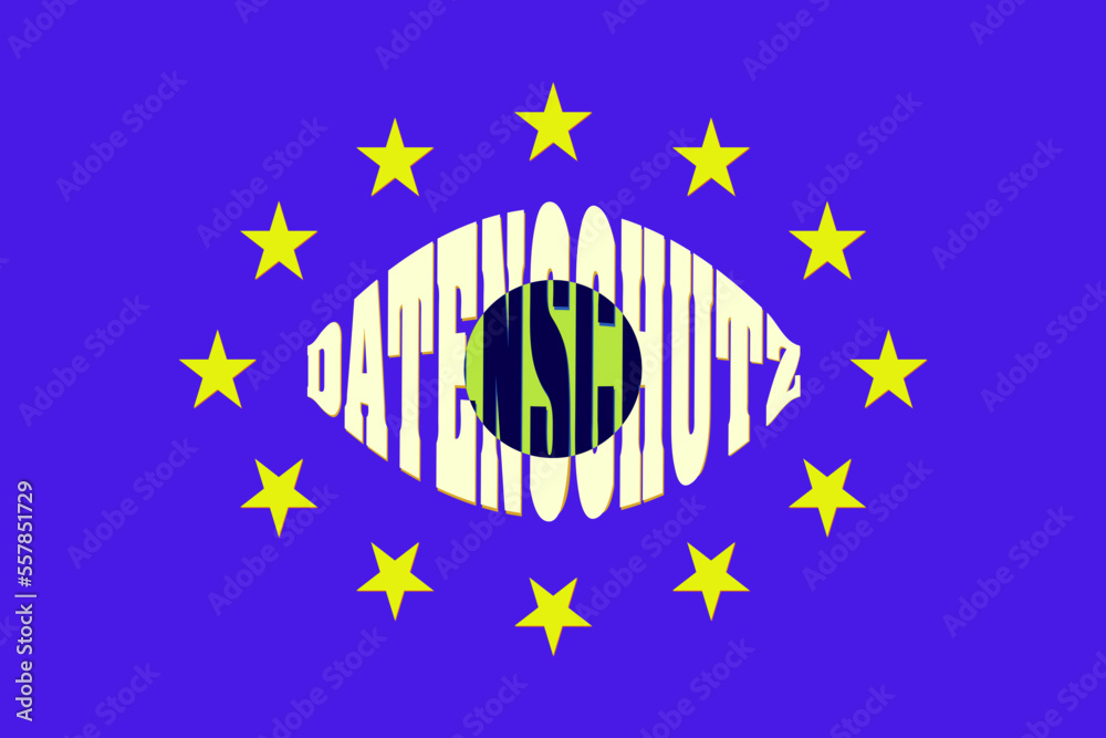 Das Gesetz Datenschutz Verordnung DSGVO als Logo mit Sternen und ...
