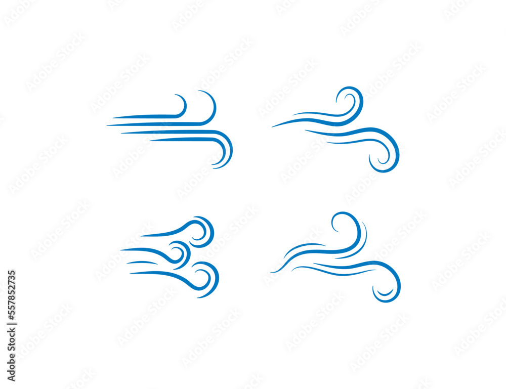Wind icon set. Air breath illustration symbol. Sign flow wind vector ...