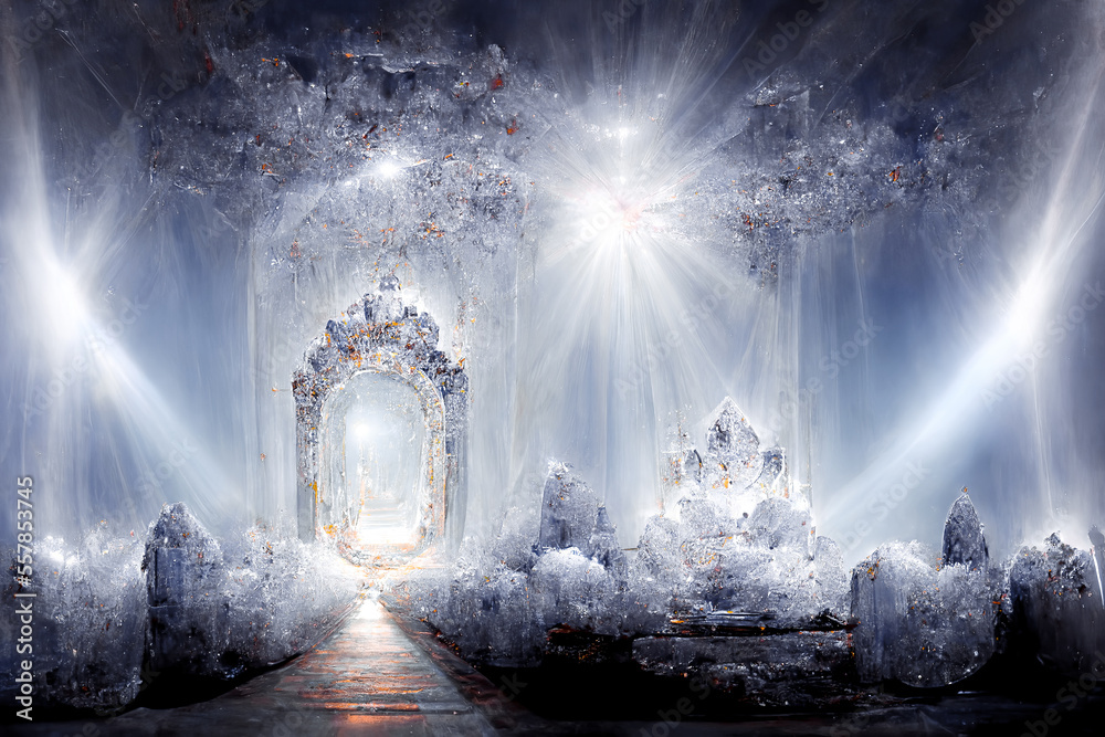 Beautiful crystal heaven. Crystal gate with crystals. Crystal kingdom ...