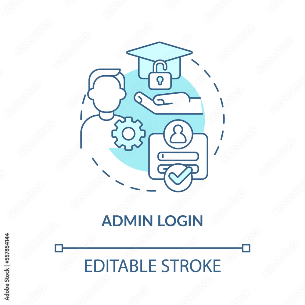 Admin login blue concept icon. Administrator account. Learning ...