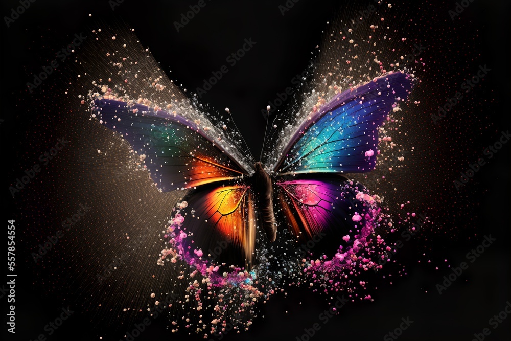 Beautiful flying butterfly with sparkling wings Stock Illustration ...