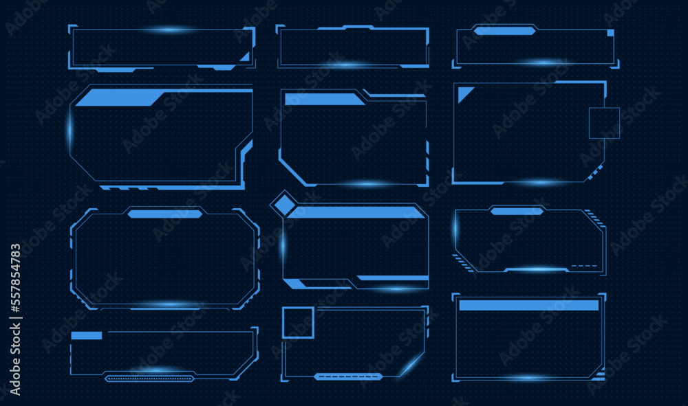 HUD frames neon, future interface of collection of frame digital ...