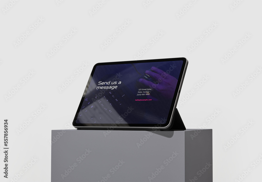 Horizontal Smart Tablet Mockup on a Plinth With Customizable Colors ...