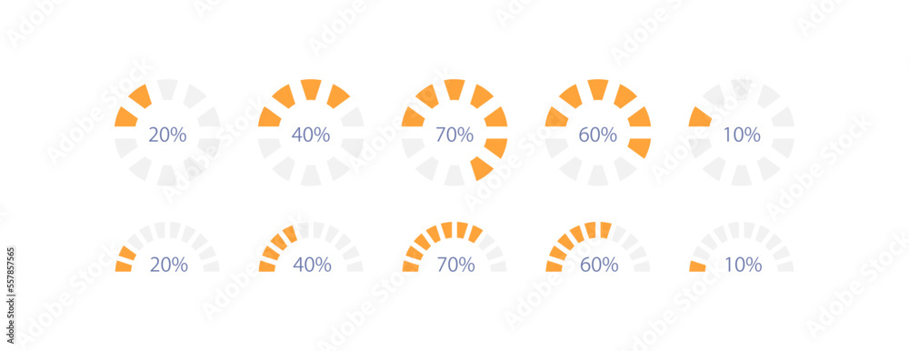 Radial wheel progress infographic chart design template set. Loading ...