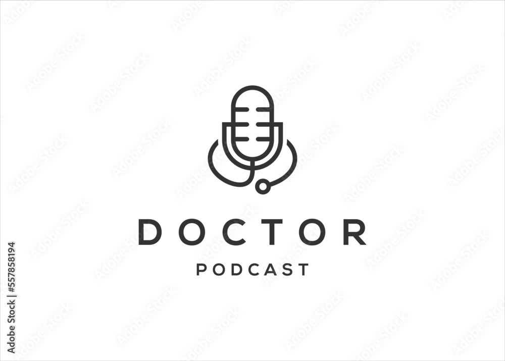 Doctor podcast logo design. Stethoscope and microphone illustration ...