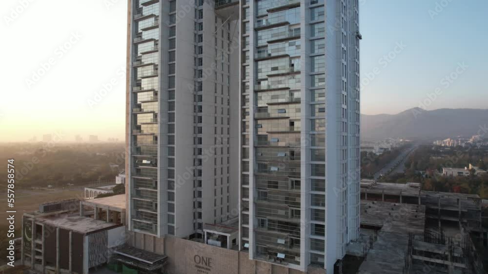 Aerial View of One Constitution Avenue Tower Islamabad Stock Video ...