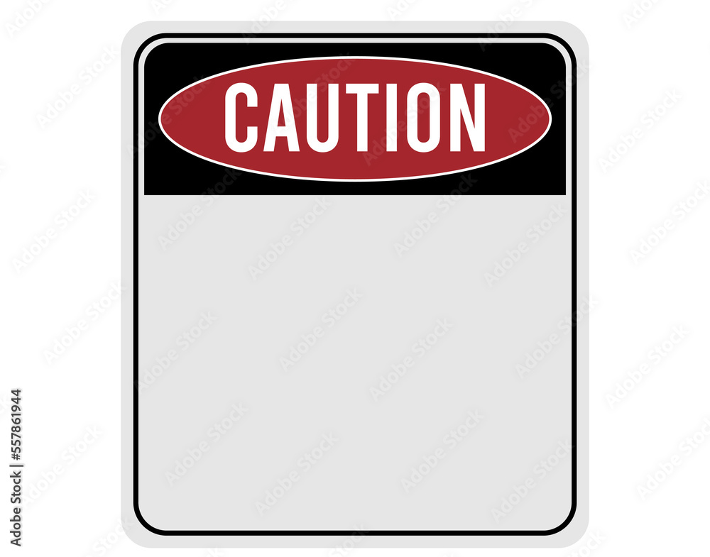 Caution sign. Empty caution board for text message. Warning sign in red ...