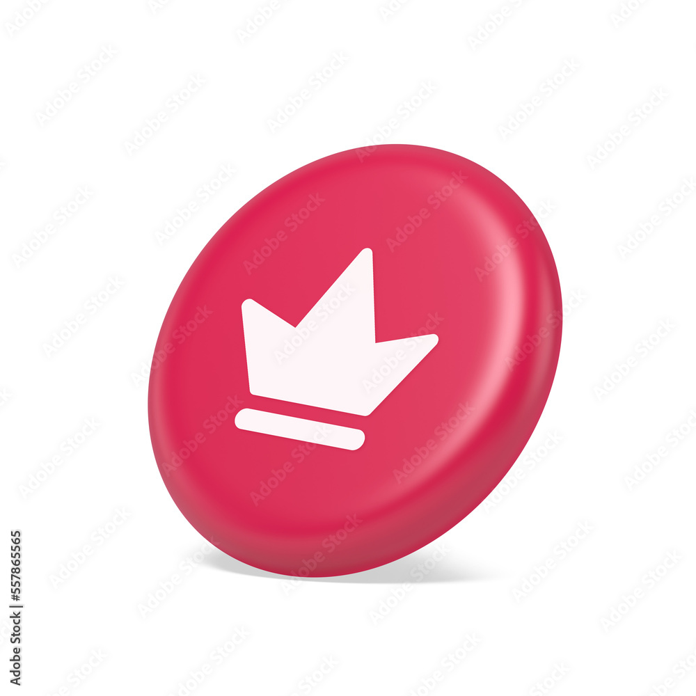 Crown button royal medieval king queen headdress web app 3d isometric ...