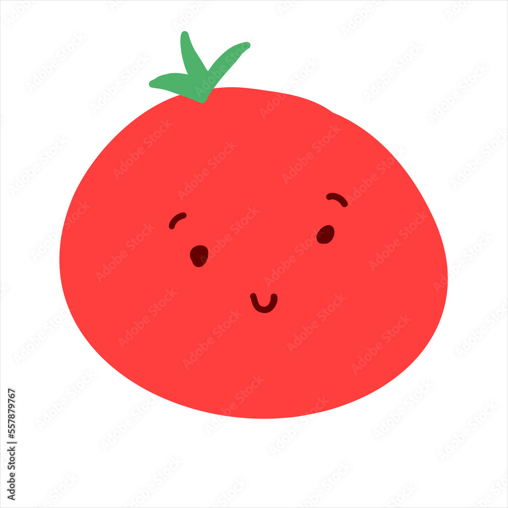 Tomato cartoon character in flat cartoon style. Vector illustration ...