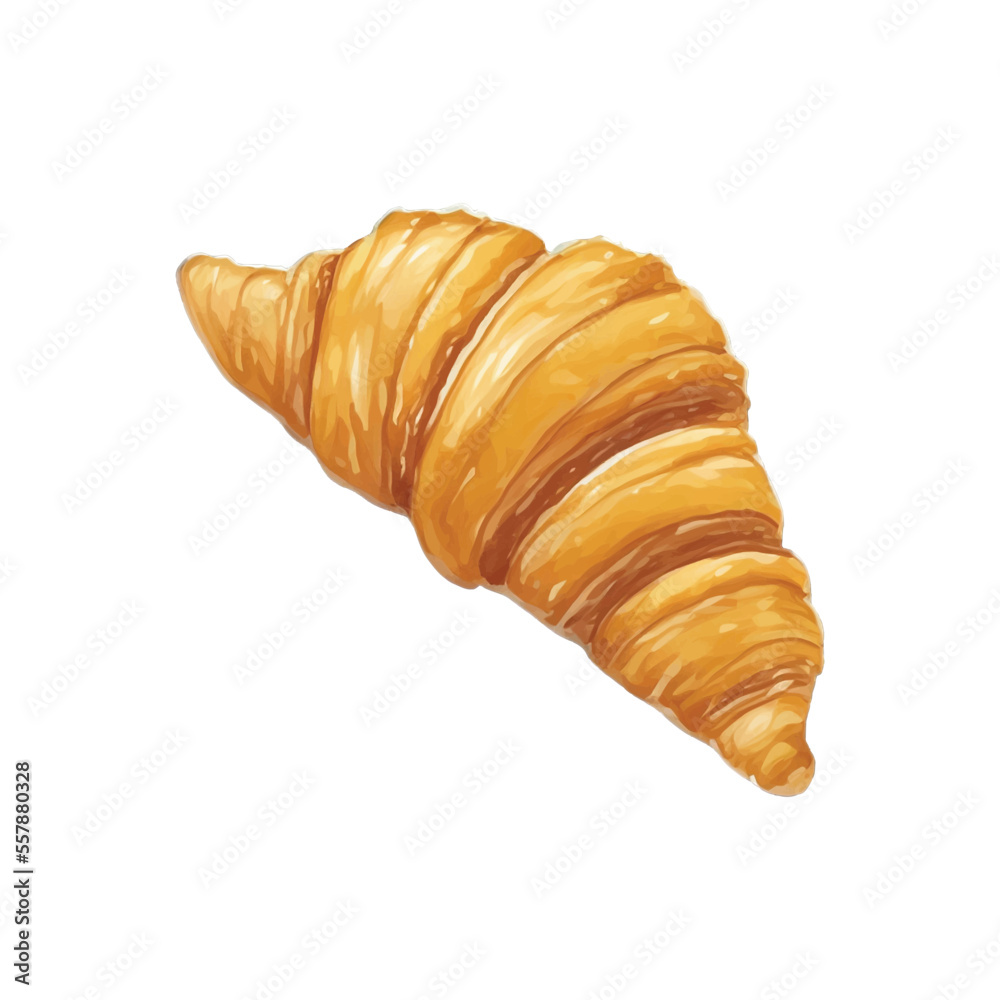 croissant hand drawn with watercolor painting style illustration Stock ...