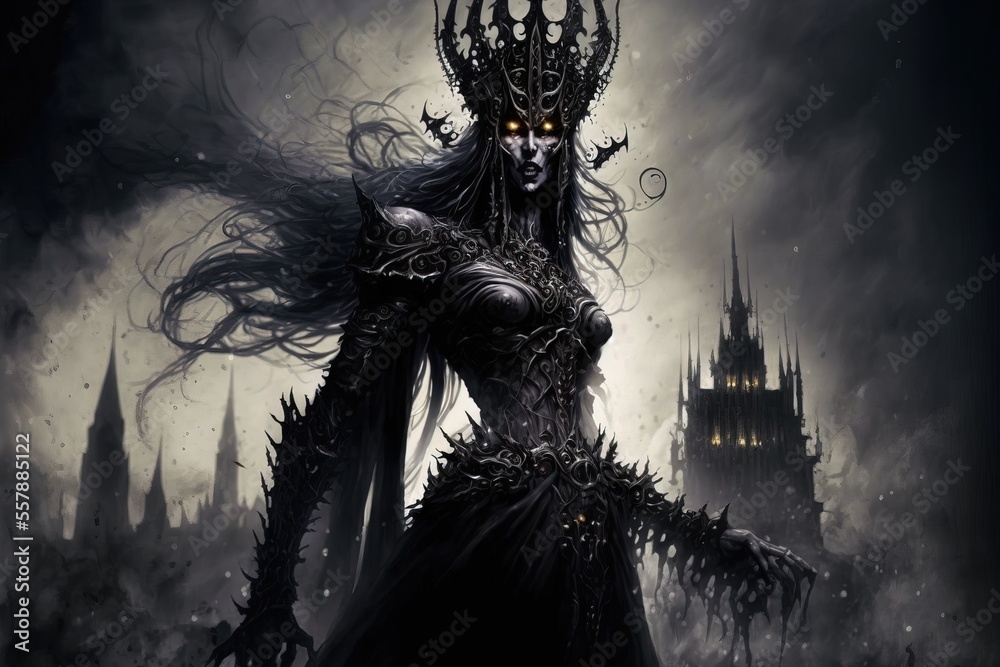 Fantasy world. Monster queen invade the world. City. Generative AI ...